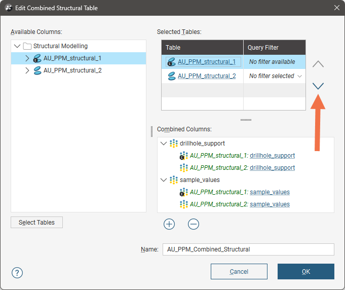 Combining Planar Structural Data Tables