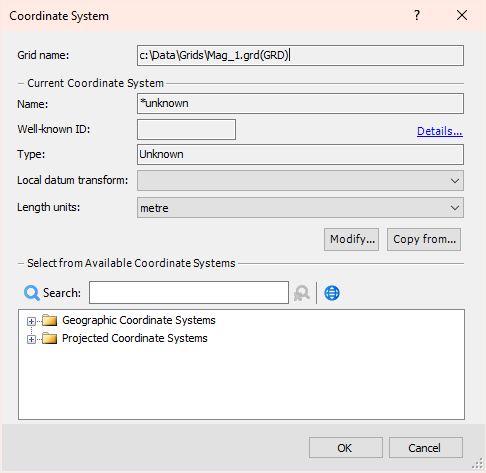 Define the Coordinate System of a Grid