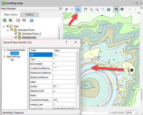 Geosoft Map Identify Tool