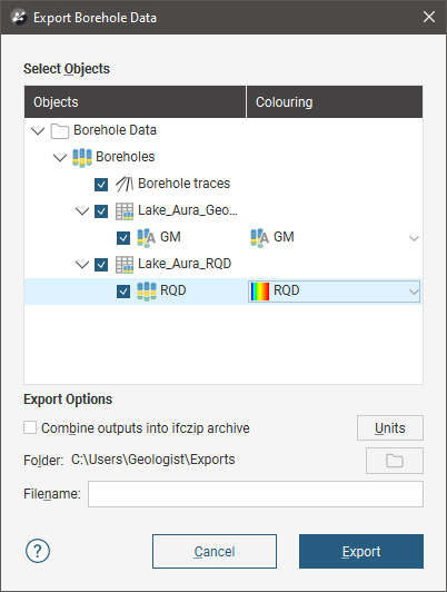Exporting Borehole Data